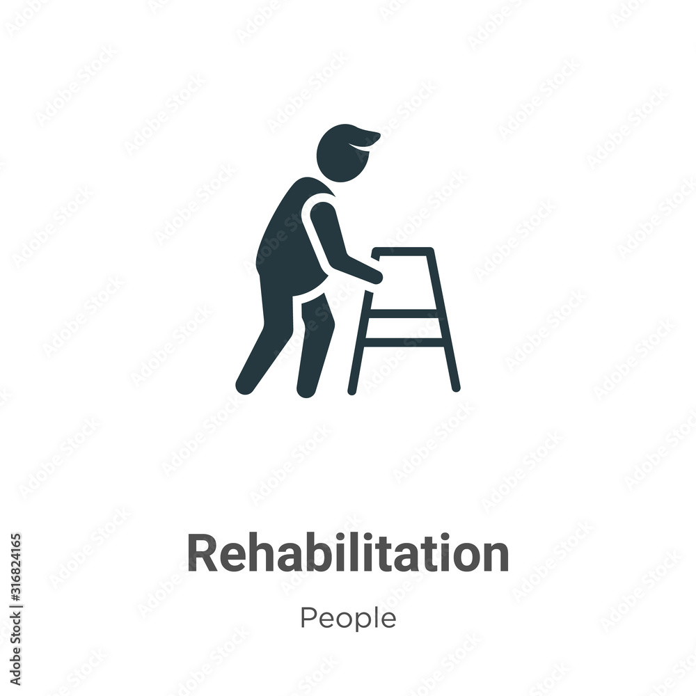 Rehabilitation glyph icon vector on white background. Flat vector ...