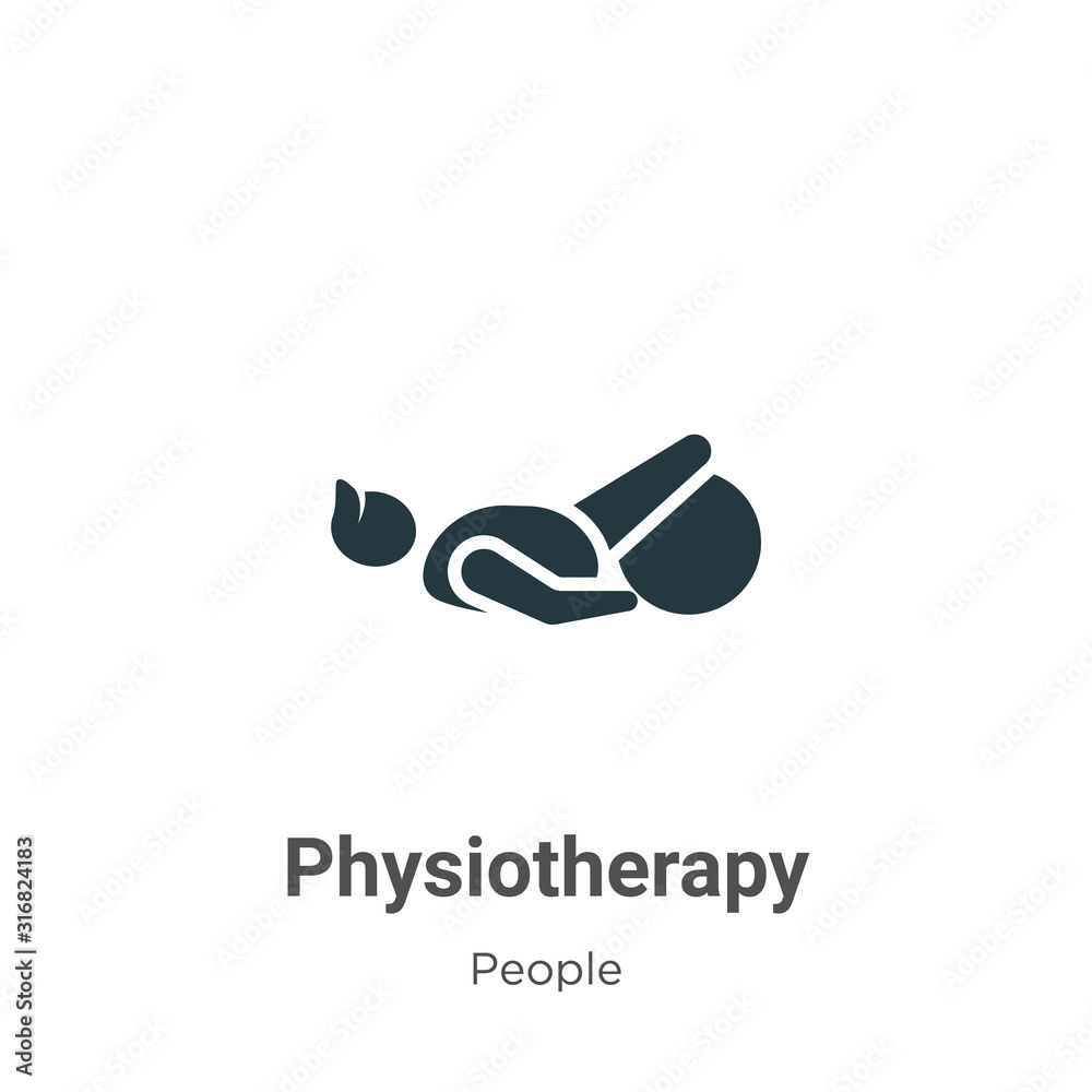 Physiotherapy glyph icon vector on white background. Flat vector ...
