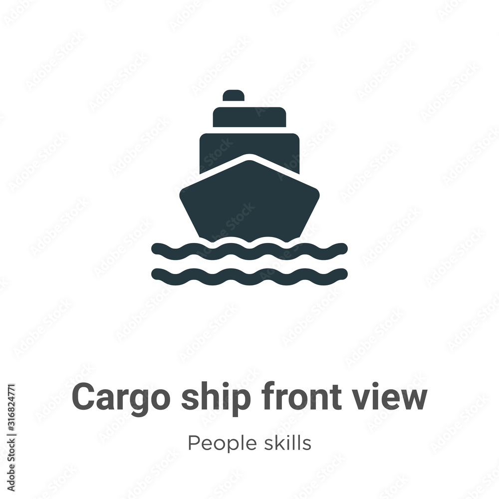 Cargo ship front view glyph icon vector on white background. Flat ...