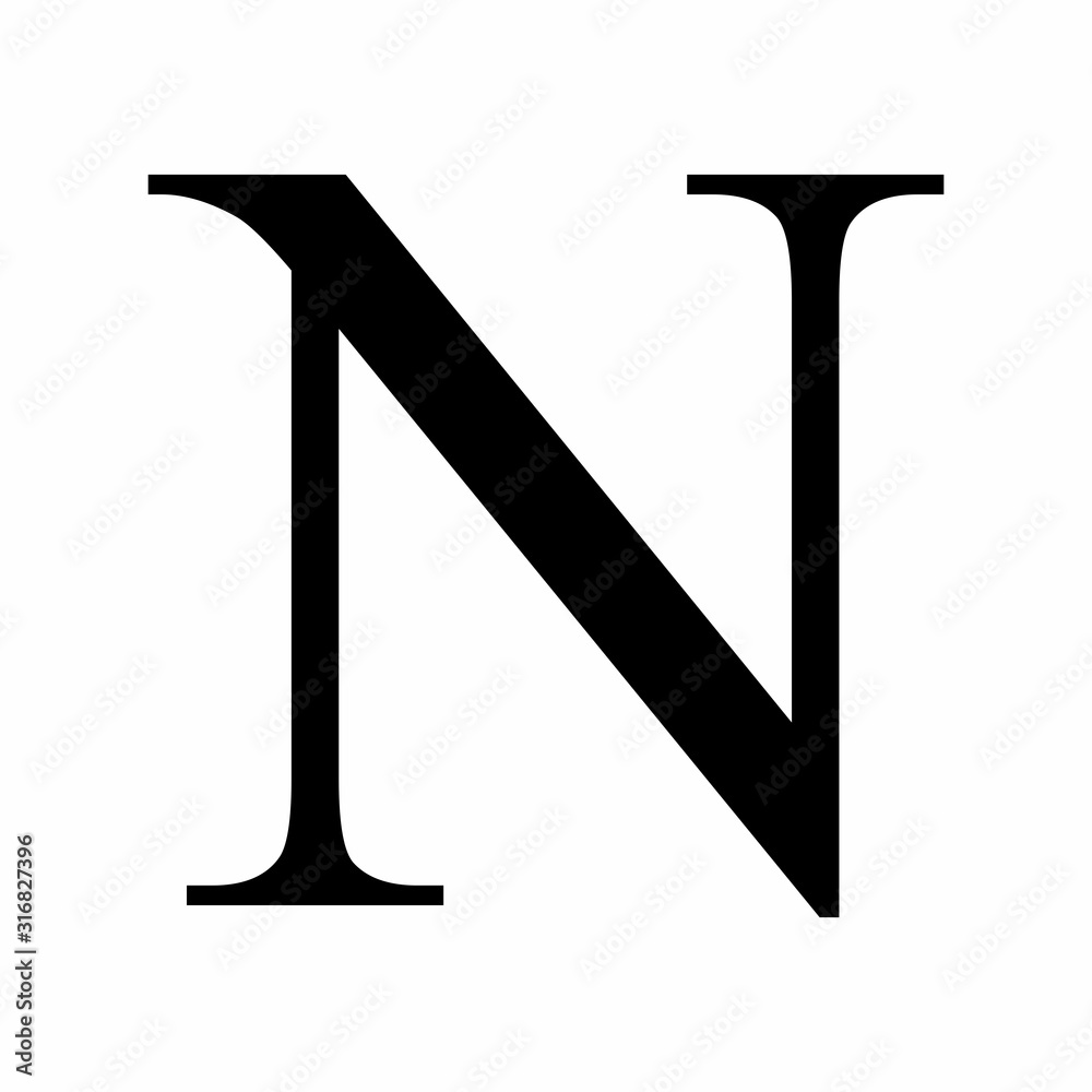 Uppercase Nu greek letter isolated on white background Stock Vector ...