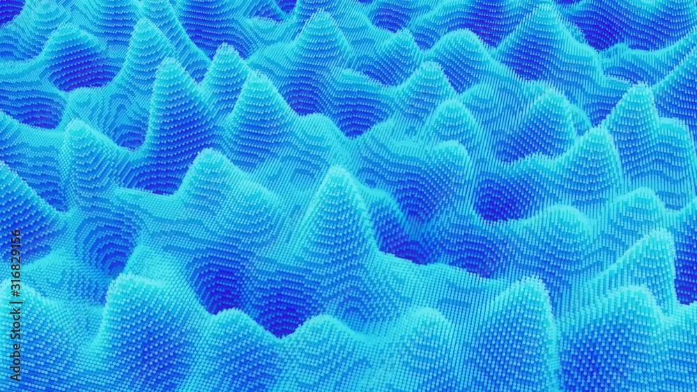 Abstract animation of pixel moving surface. Animation. Undulating color ...
