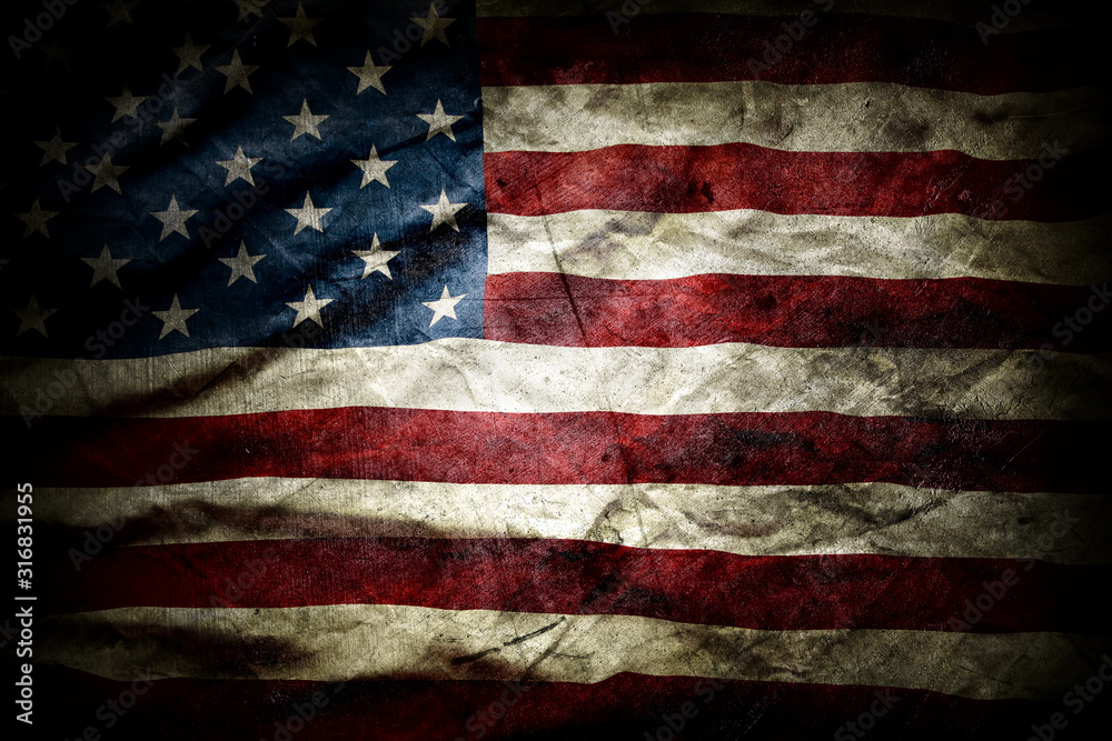 Grunge retro old vintage American flag Stock Photo | Adobe Stock