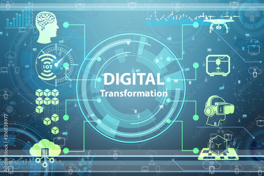 Digital transformation concept - 3d rendering Stock Illustration ... Digital transformation concept - 3d rendering Stock Illustration ...