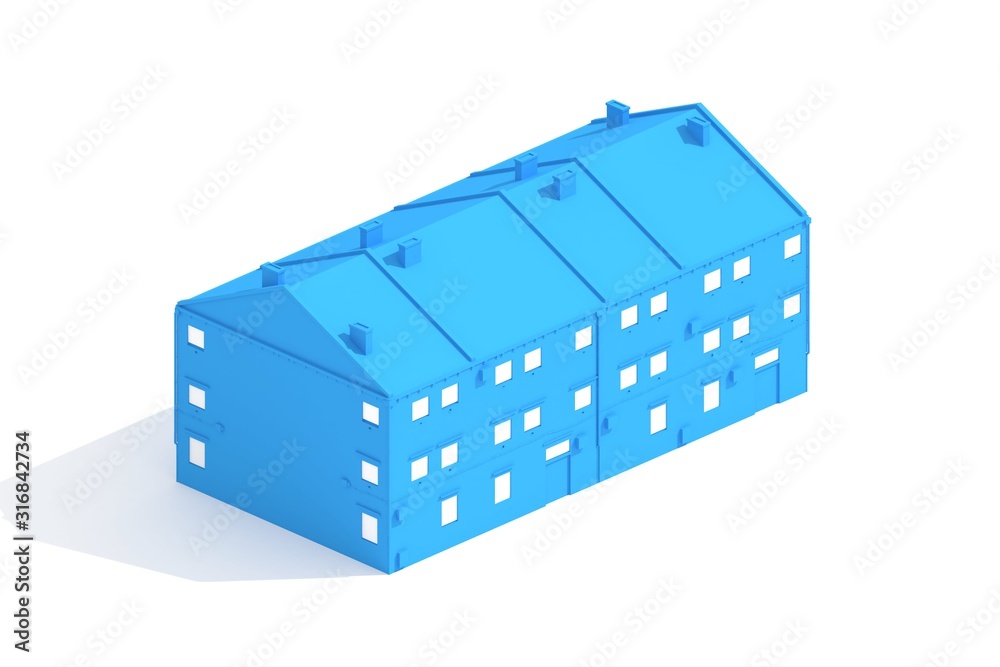 Blueprint 3d model archtecture rendered on white background Stock ...