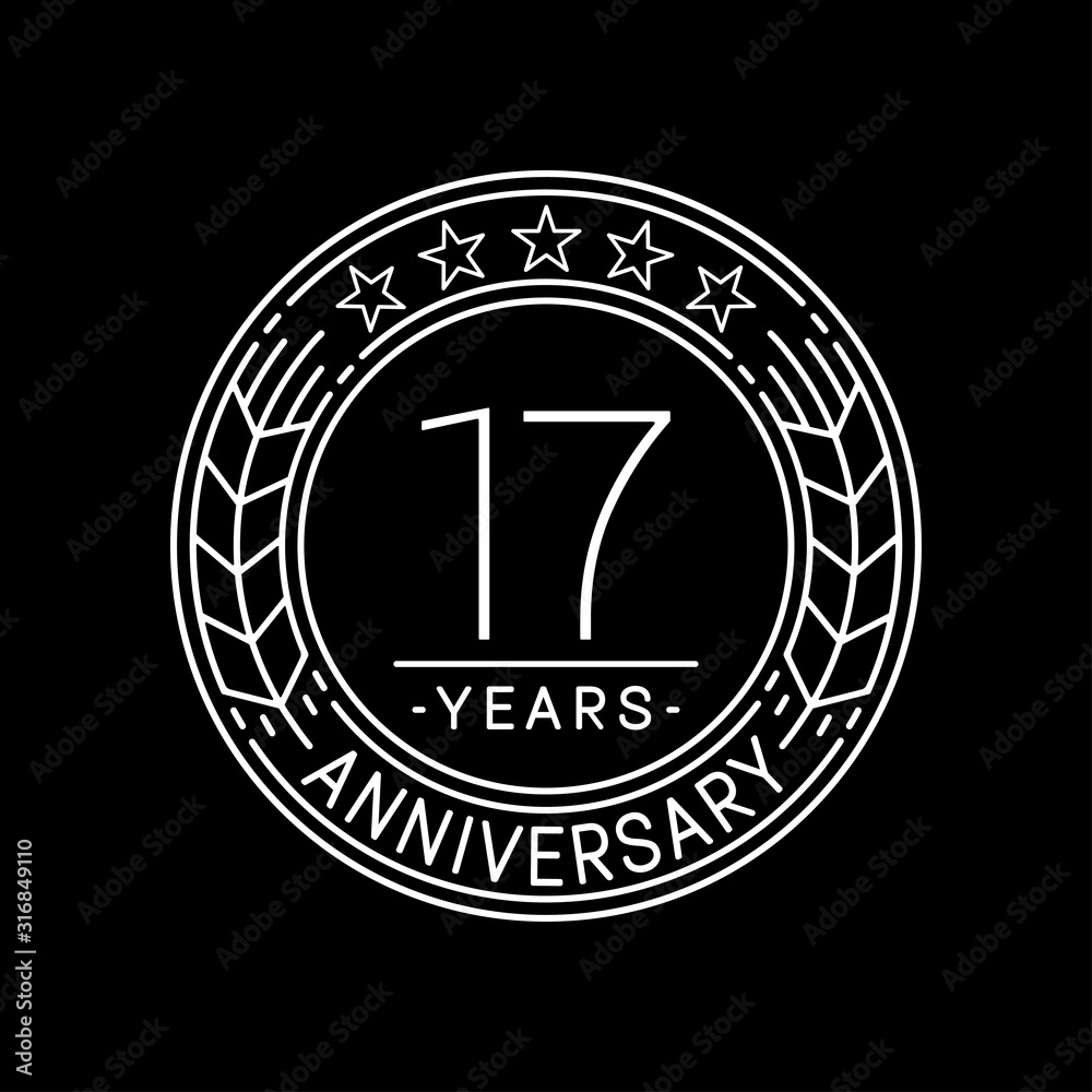 17 years anniversary logo template. 17th line art vector and ...