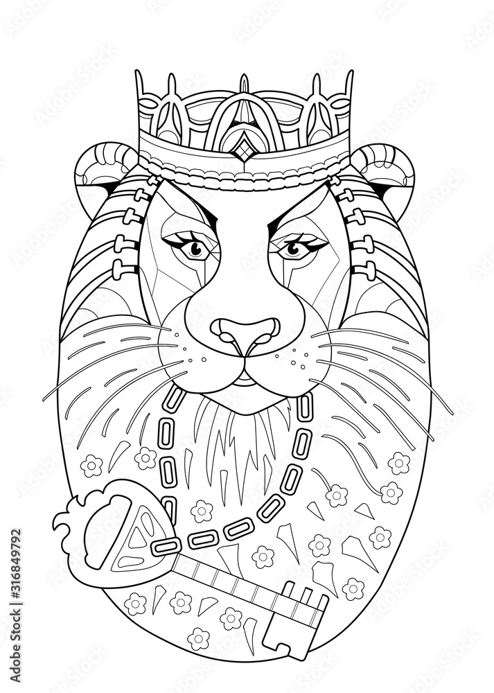 Fantasy Lion - Printable Adult Coloring Page (Coloring book pages for ...