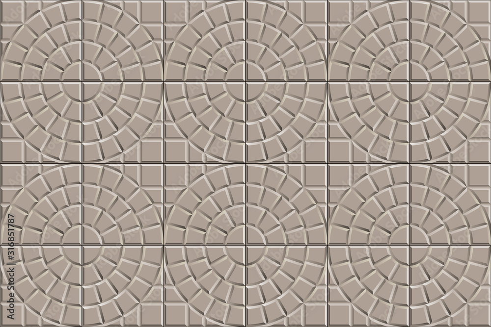 Stockillustratie 3D seamless texture of circle squared floor tiles ...