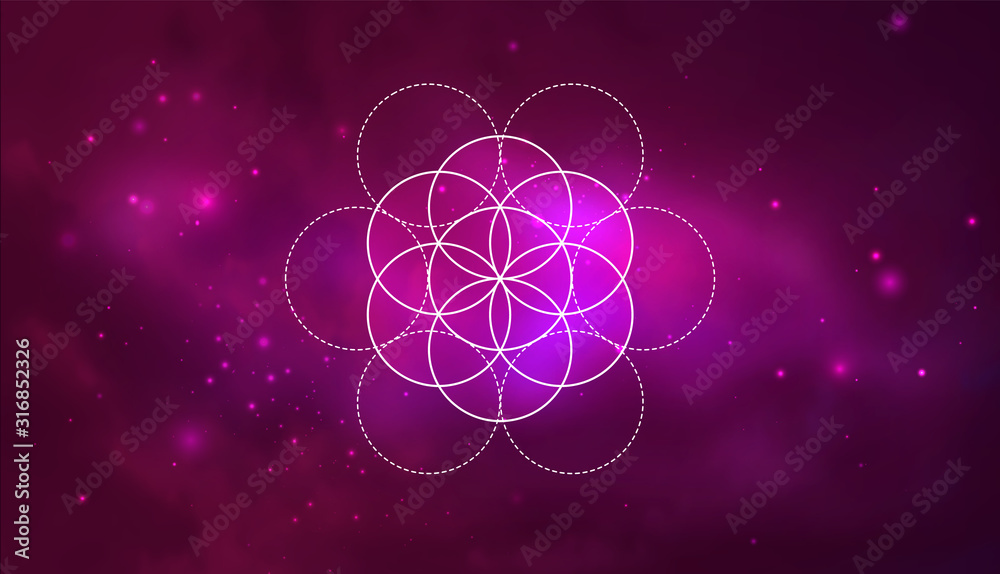 Mystical sacred geometry vector symbol Flower of Life. Spirituality ...