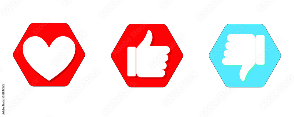 New like and love icons of Empathetic Emoji Reactions.Vector social ...