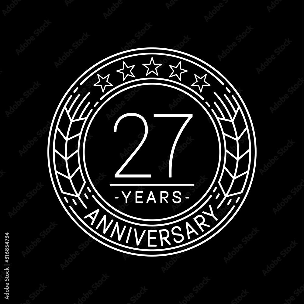 27 years anniversary logo template. 27th line art vector and ...