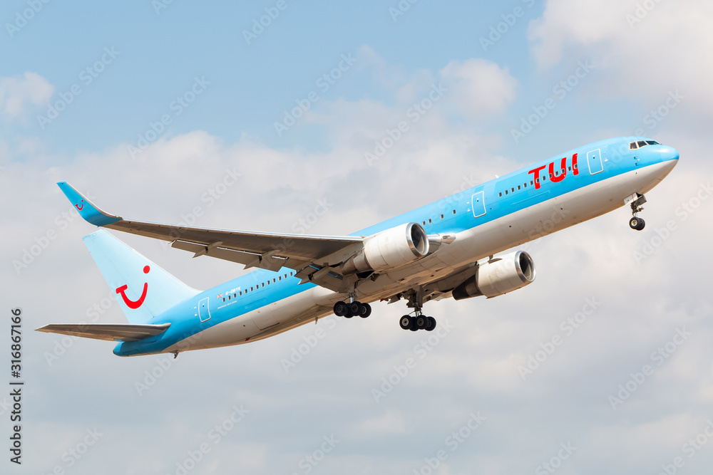 Tui Boeing 767 airplane at Palma de Mallorca Stock Photo | Adobe Stock
