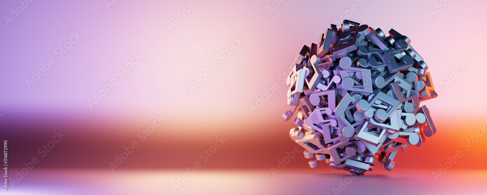 Conceptual sphere made by musical notes, 3d rendering Stock ...