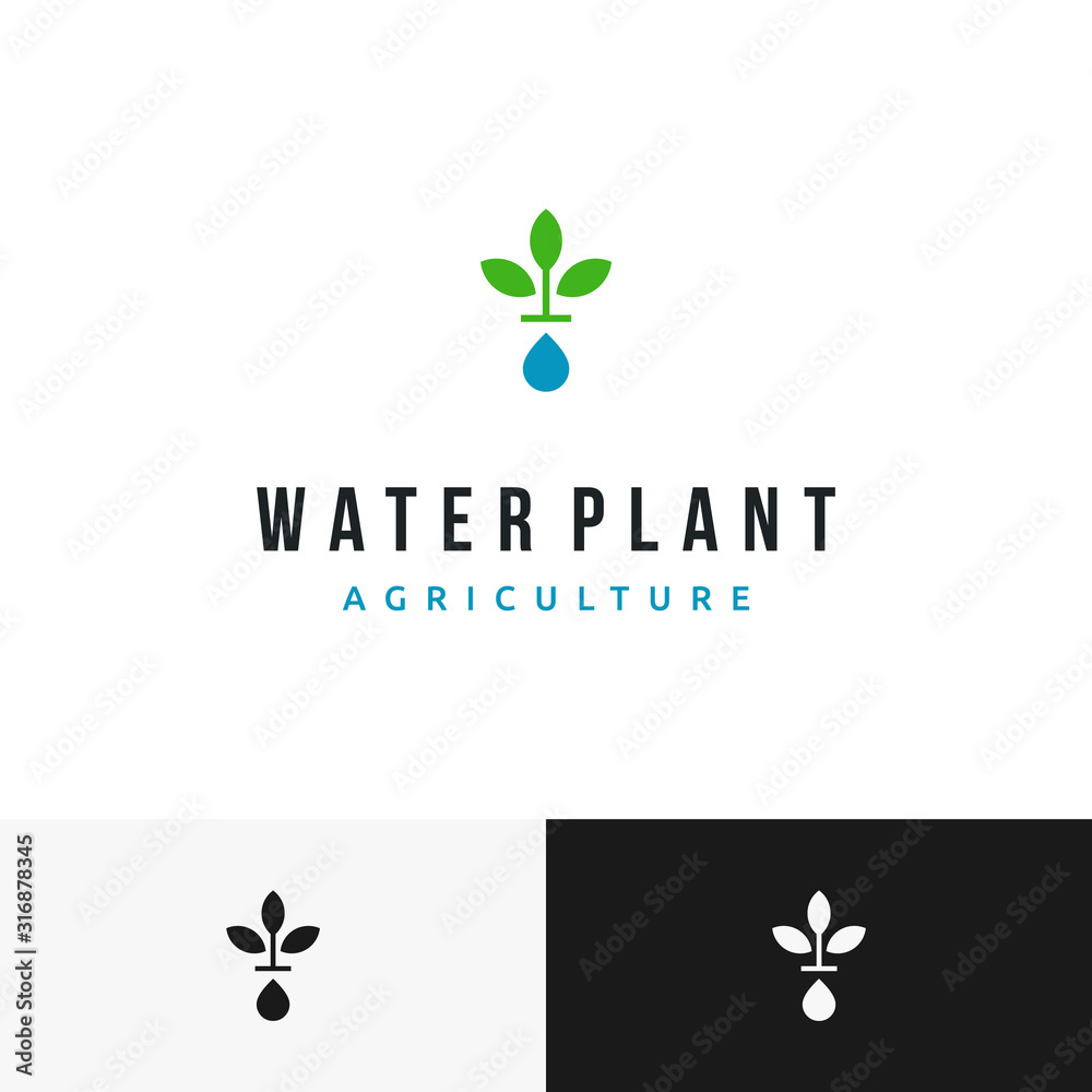 Water Droplet Sprout Plant Leaf Farm Hydroponic logo design inspiration ...