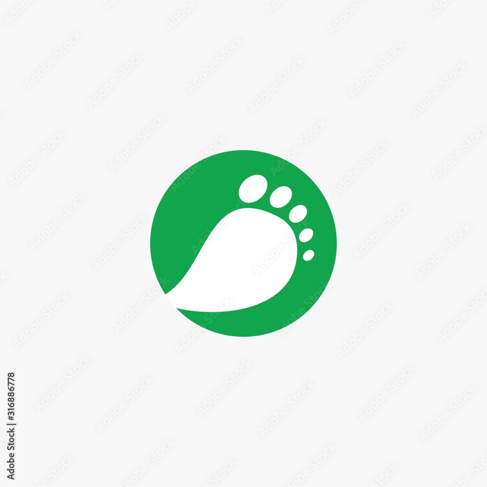 Green foot print logo design. Wild natural sign vector. Foot print icon ...