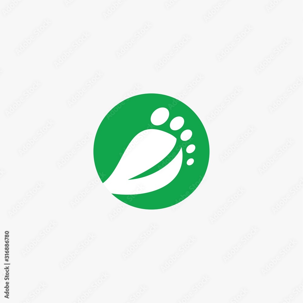 Green foot print logo design. Wild natural sign vector. Foot print icon ...