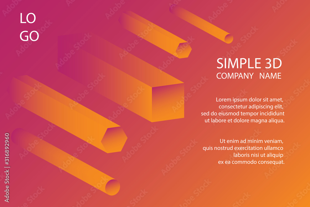 Simple 3d shapes background for web page, gradients vector image Stock ...