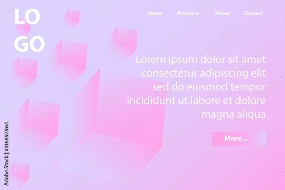 Simple 3d shapes background for web page, gradients vector image Stock ...