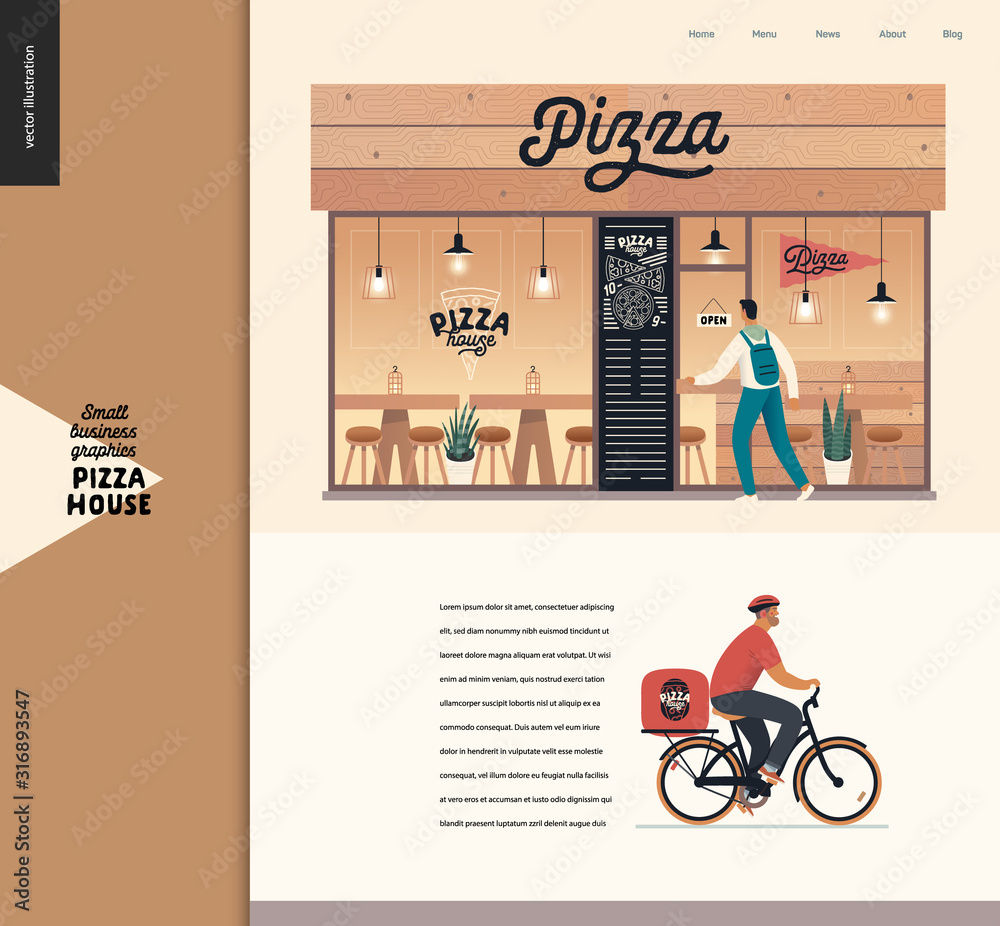 Pizza house - small business graphics - landing page design template ...