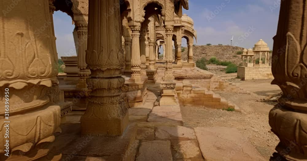 Bada bagh cenotaphs (Hindu tomb mausoleum) made of sandstone in Indian ...