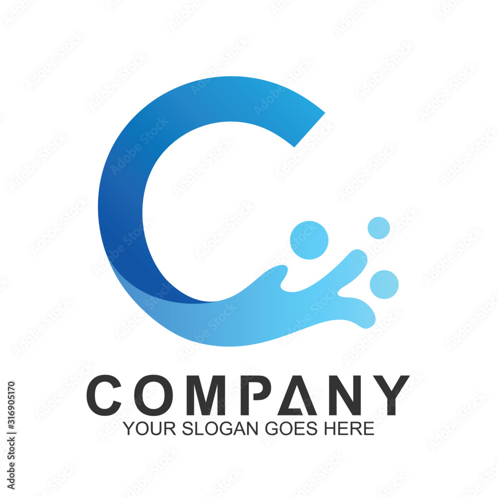 Photo & Art Print Wave Letter C Logo Vector, Ocean Logo, Flow Waves ...