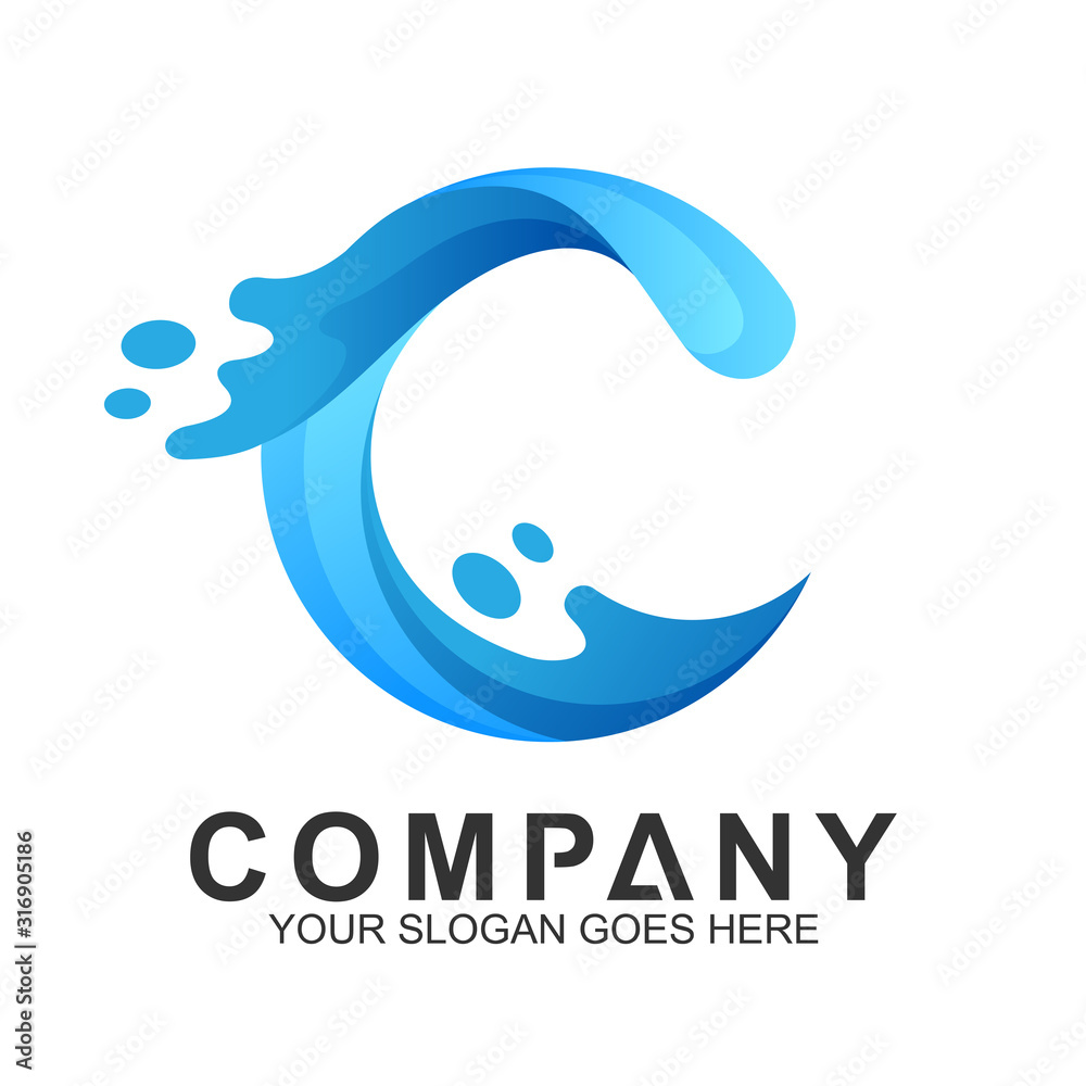 Wave Letter C Logo Vector, Ocean Logo, Flow Waves Logo Stock Vector ...