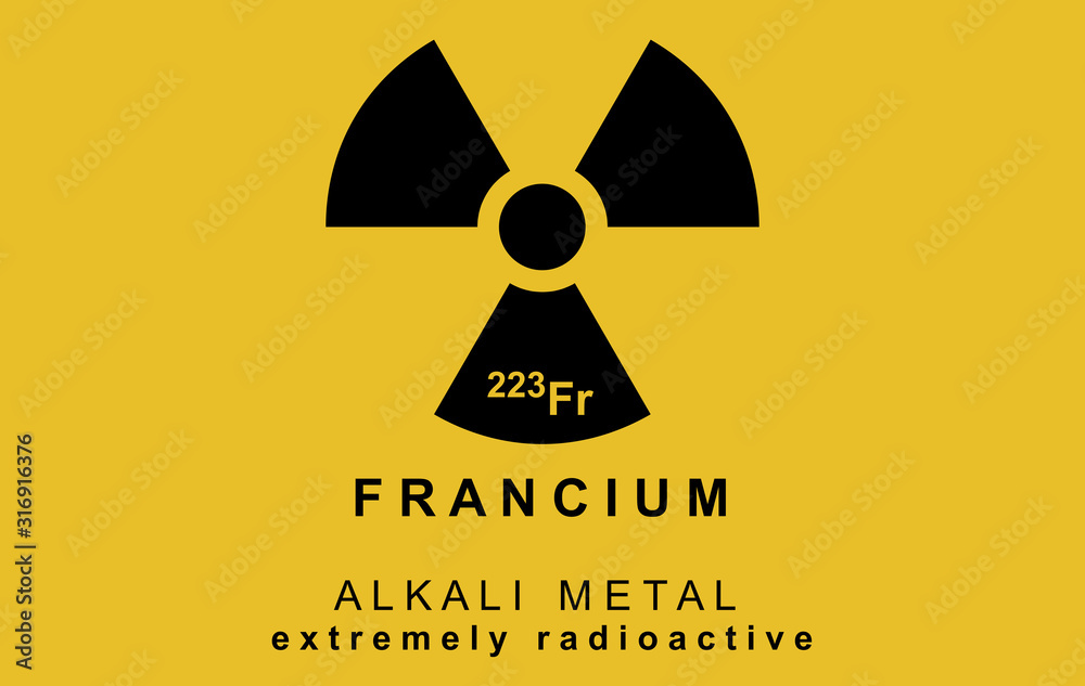 Francium, extremely radioactive. A chemical element with the symbol Fr ...