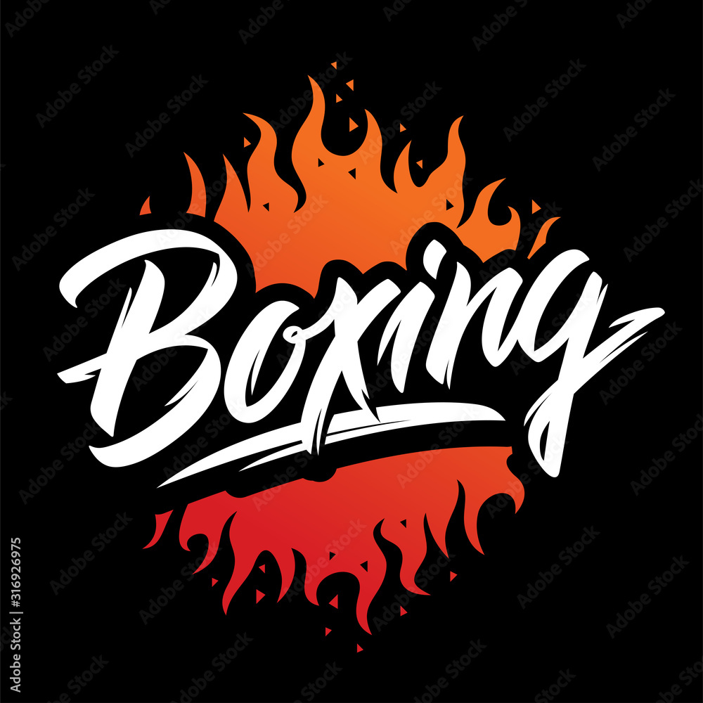 Boxing lettering, vector illustration. Hand drawn inscription for ...