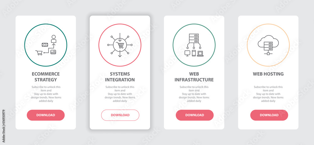 eCommerce 4 webpage banners line concept template with eCommerce ...