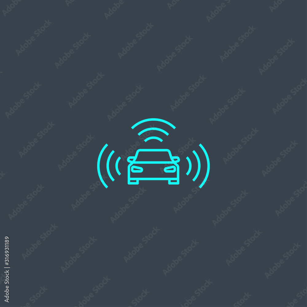 Autopilot concept blue line icon. Simple thin element on dark ...