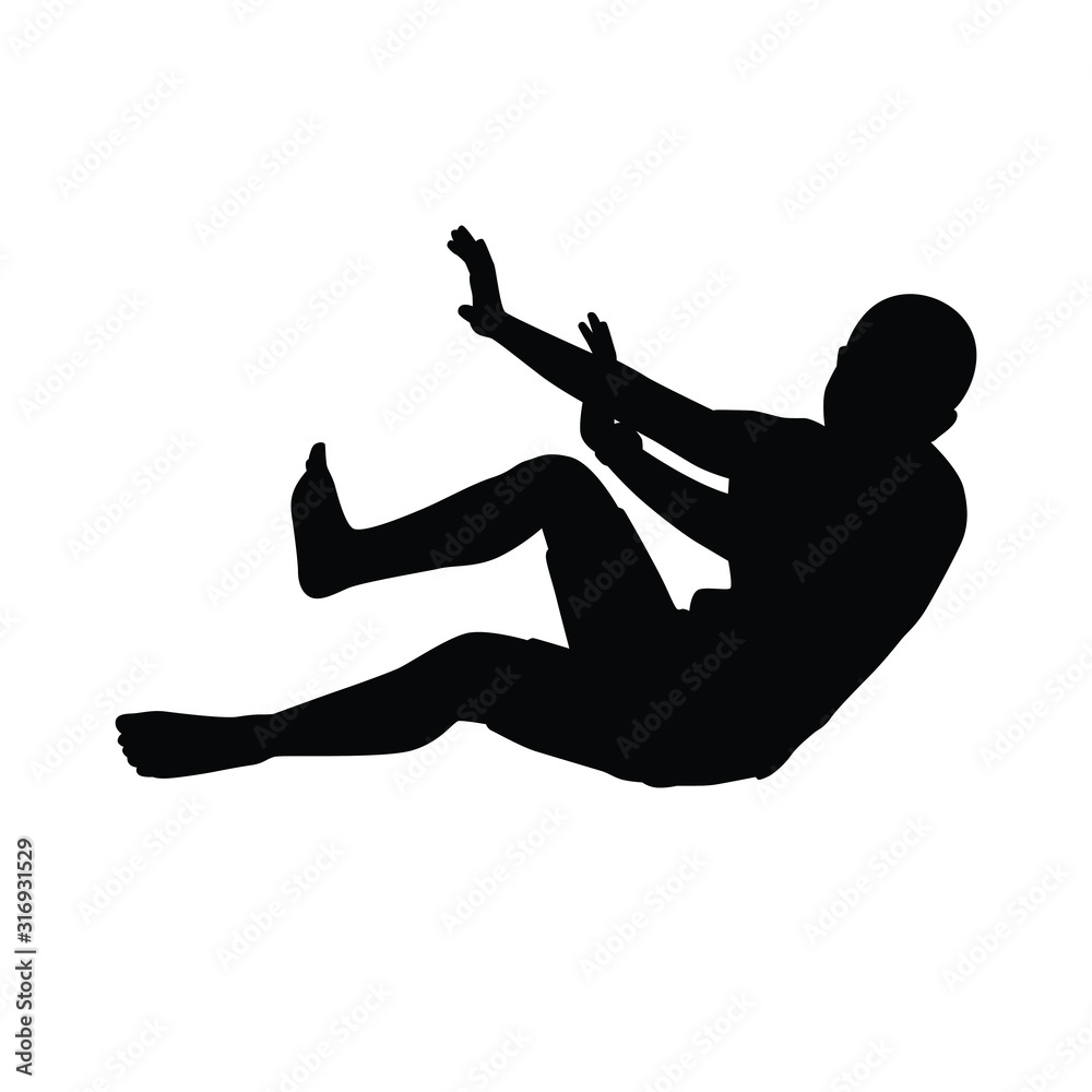 Scared young man silhouette vector on white baground Stock Vector ...