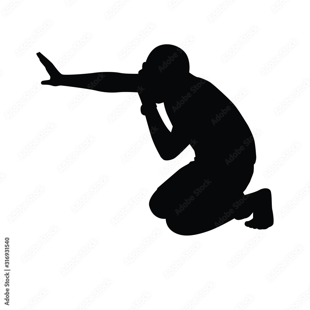 Scared young man silhouette vector on white baground vector de Stock ...