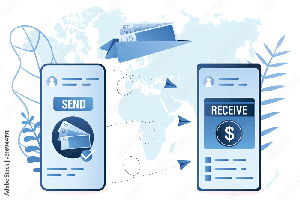 Fast and safe mobile money transfer. Modern smartphones with wallet ...