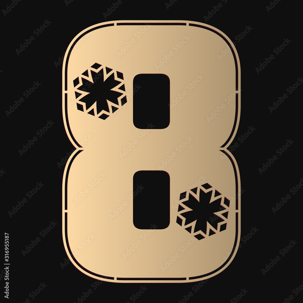 Laser cutting digit eight. Woodcut vector design. Plywood lasercut gift ...