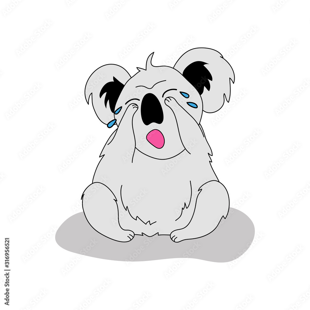 koala marsupial wild animal crying cartoon vector Stock Vector | Adobe ...