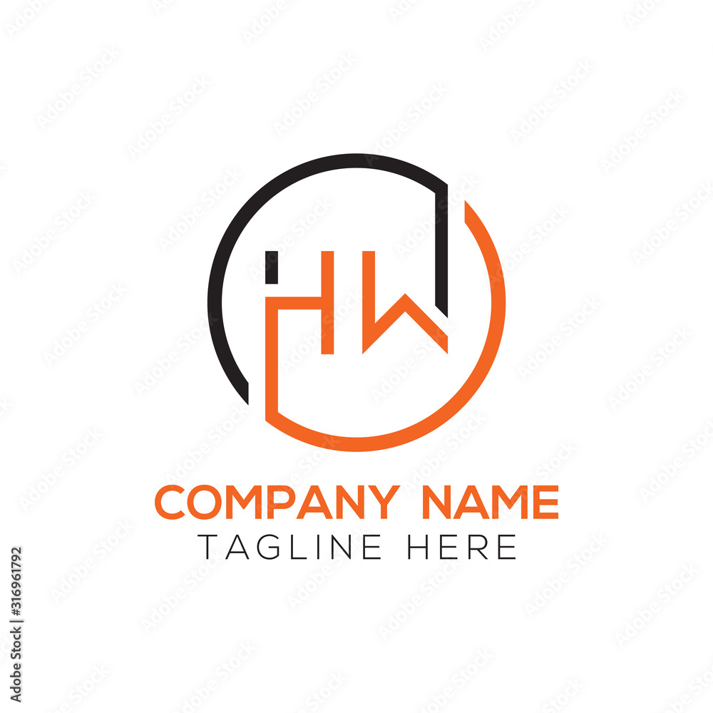 letter HW Logo Design Vector Template. Initial HW Letter Design Vector ...