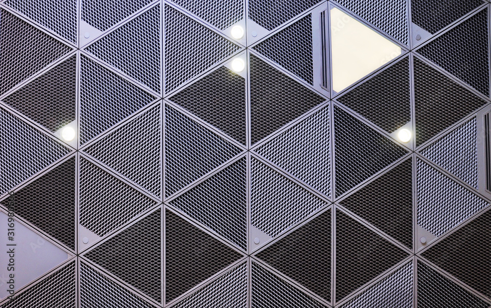 Texture of the system of suspended ceilings with metal profiles and ...