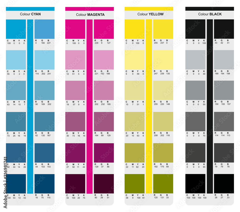 BRIDGE FOUR PRIMARY COLORS FOR GRAPHS RESOURCE Stock Vector | Adobe Stock