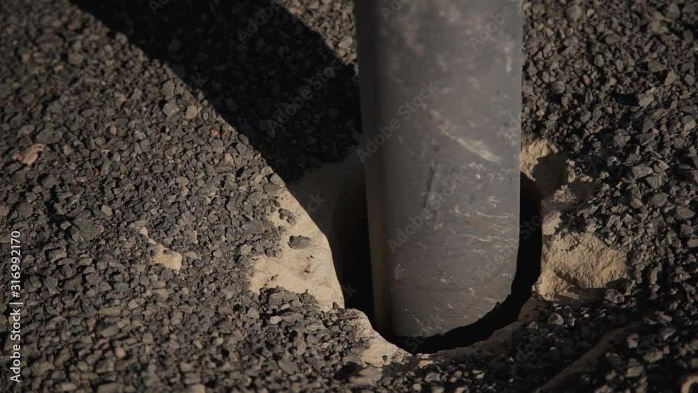 Drilling equipment working on production site of gas factory in sun day ...