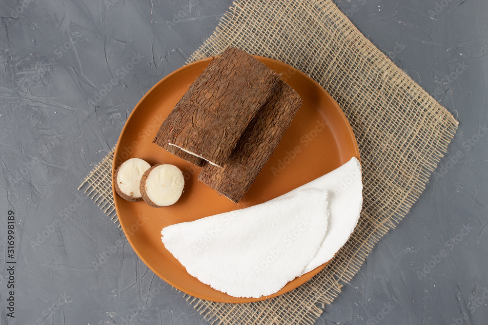 Tapioca, a traditional brazilian snack made from cassava flour. Cassava ...
