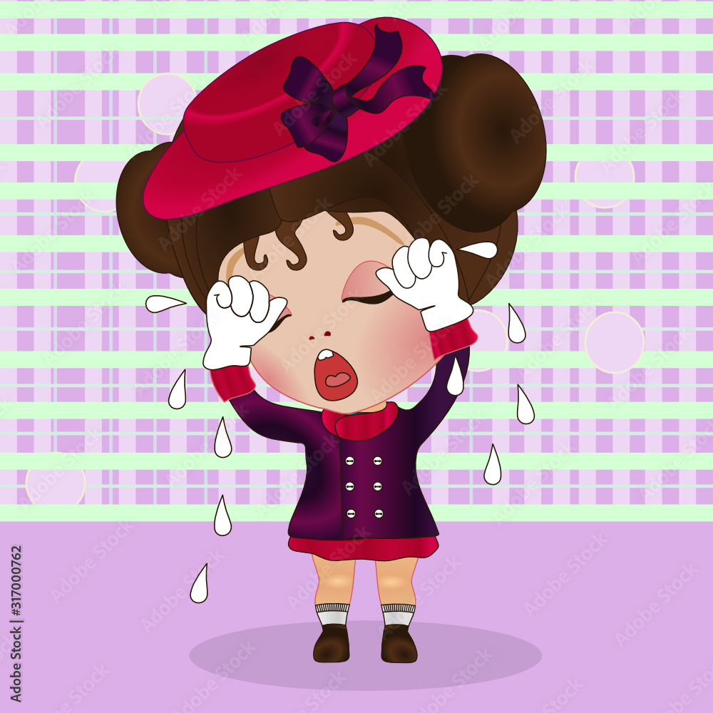 emoticon with a crying girl, from the eyes of which tears sprinkle ...