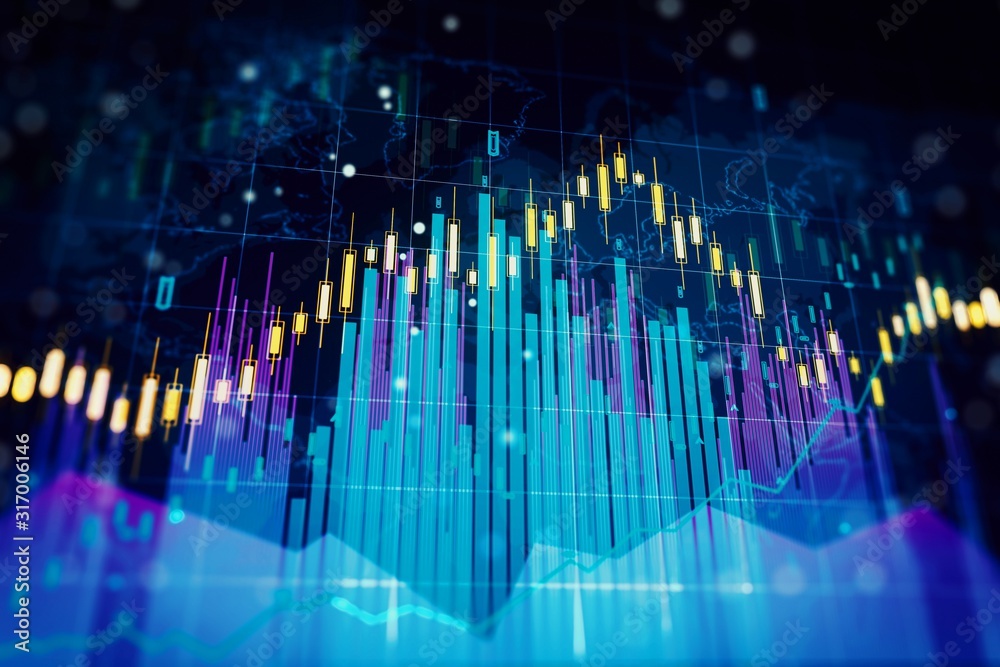 Abstract growing financial chart with candlesticks. Forex and trading ...