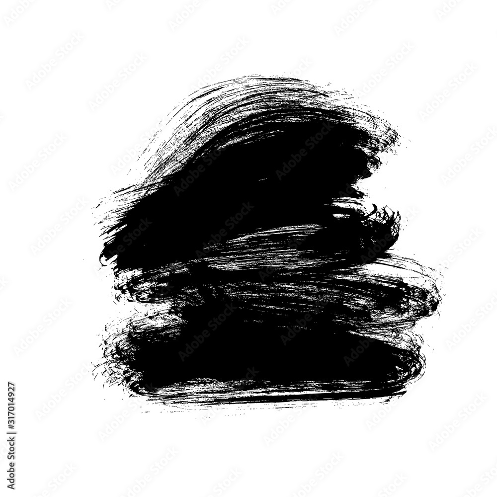 Curved brush stroke vector shape isolated on white background. Grunge ...