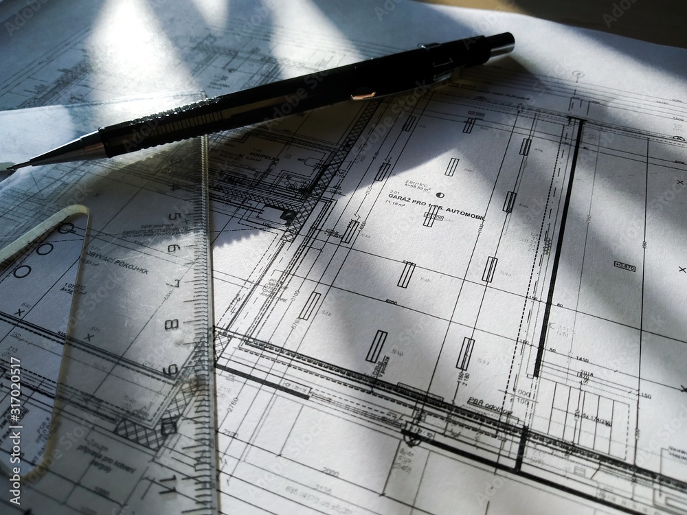 Construction drawing Architecture Detail White paper with dimensions ...