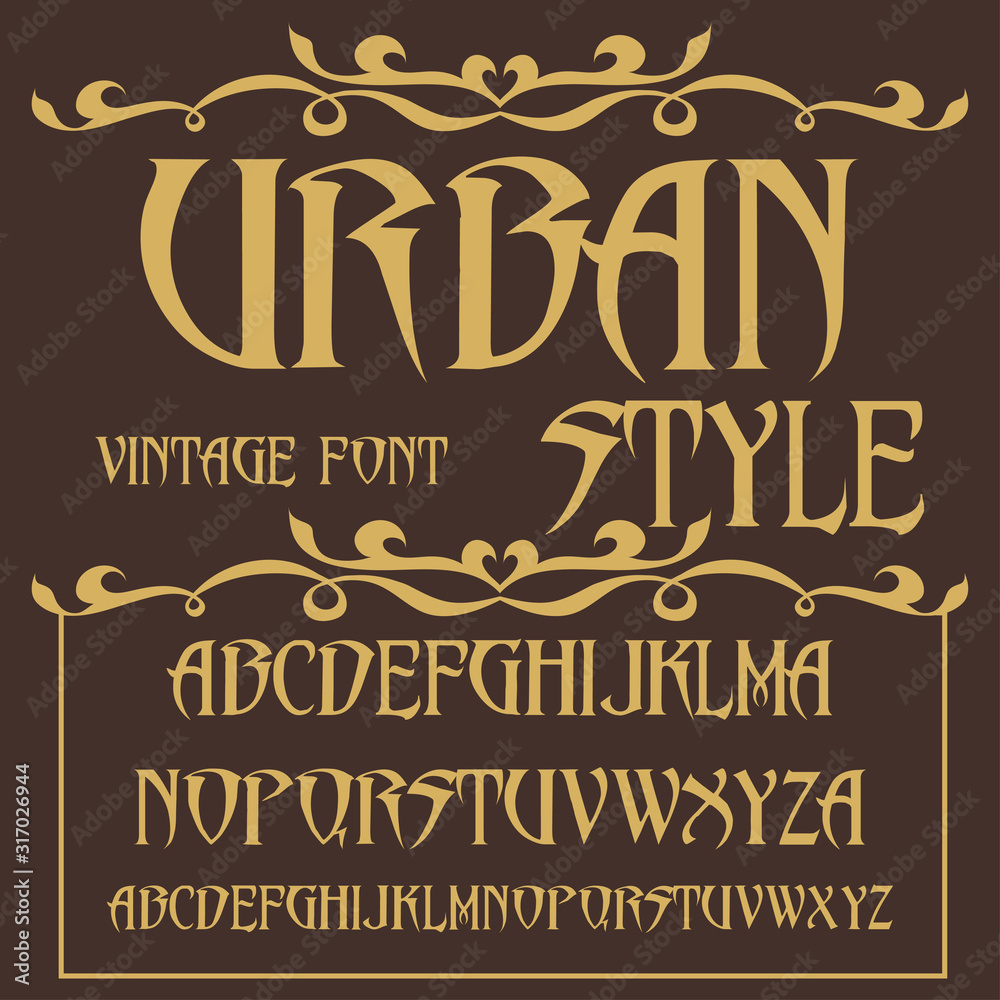 Font, Typeface, Script, Old style - vintage script font. Vector ...