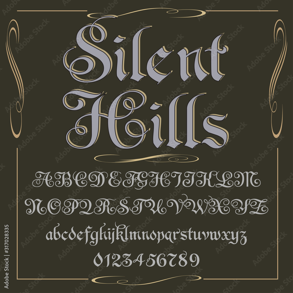 Font, Typeface, Script, Old style - vintage script font. Vector ...