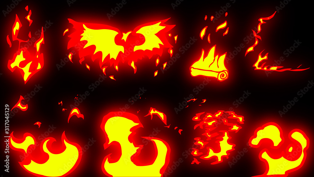 2D FX Fire Elements สต็อกเทมเพลต | Adobe Stock