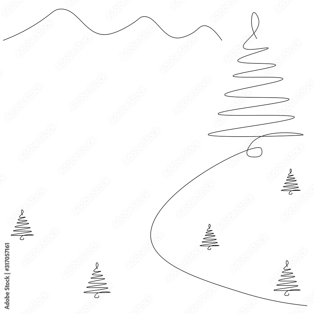 Forest background line drawing vector illustration Stock Vector | Adobe ...