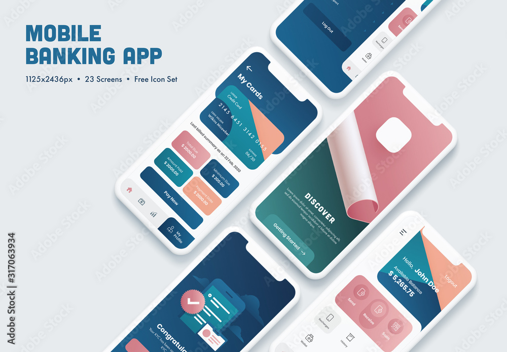 Pink and Blue Gradient Mobile Ui Layout Stock Template | Adobe Stock