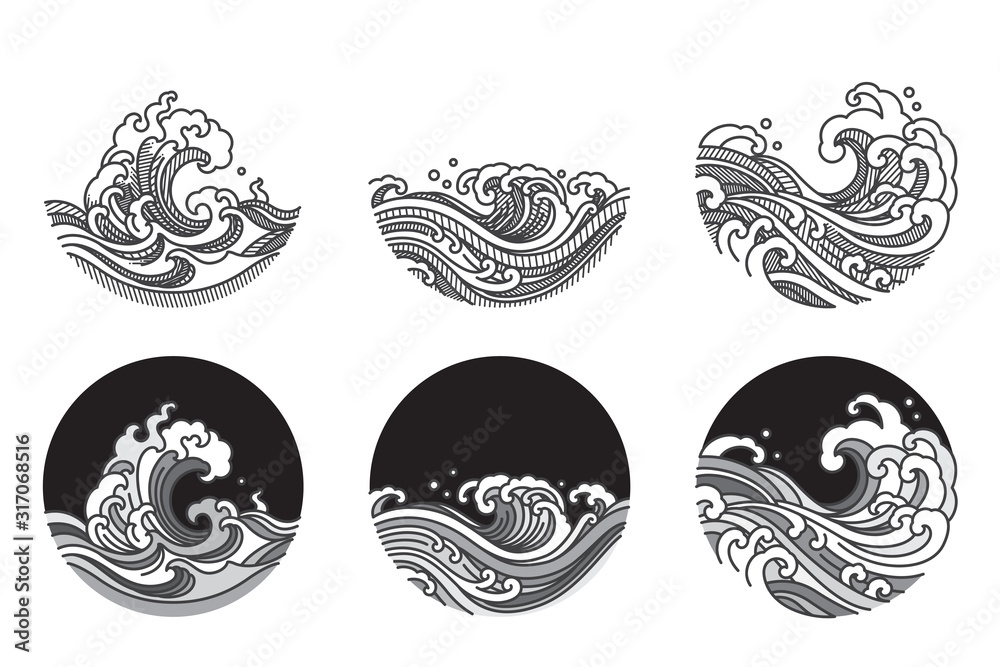 Water wave line art vector illustration. Stock Vector | Adobe Stock