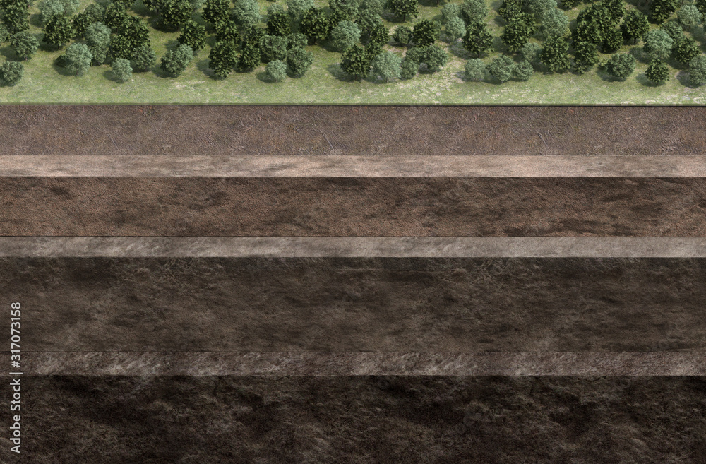 cut of land with different types soil Stock Photo | Adobe Stock